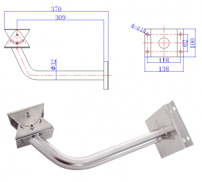 Explosion Proof Stainless Steel Wall Bracket For Light Weight CCTV Housing